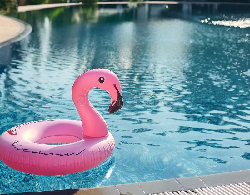 Pink Float Floating in the Pool with Blue Water. Stock Illustration ...