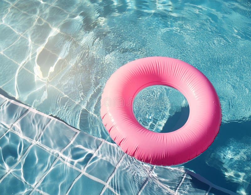 Pink Float Floating in the Pool with Blue Water. Stock Illustration ...
