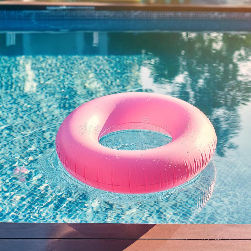 Pink Float Floating in the Pool with Blue Water. Stock Illustration ...