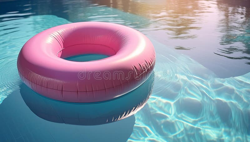 Pink Float Floating in the Pool with Blue Water Stock Illustration ...