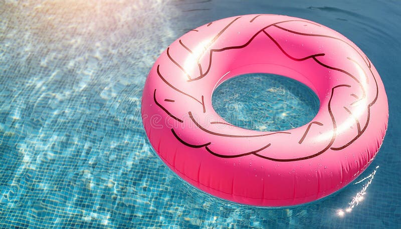 Pink Float Floating in the Pool with Blue Water. Stock Illustration ...