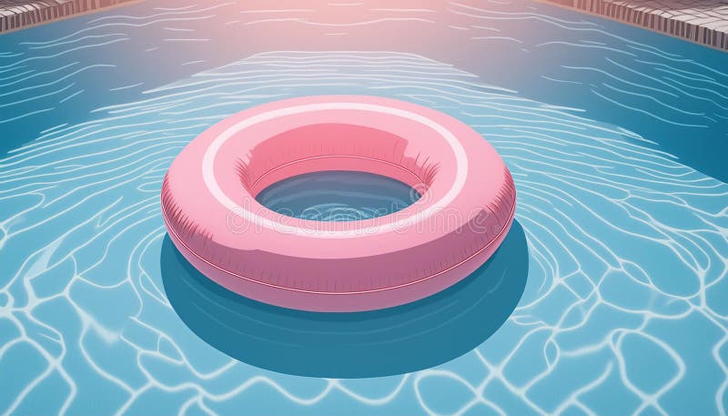 Pink Float Floating in the Pool with Blue Water. Stock Illustration ...