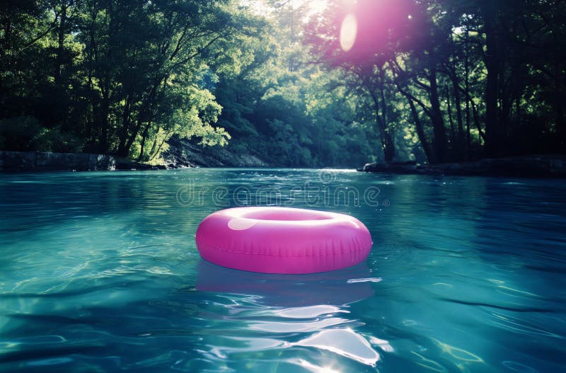 Pink float in natural pool stock image. Image of pool - 318636867