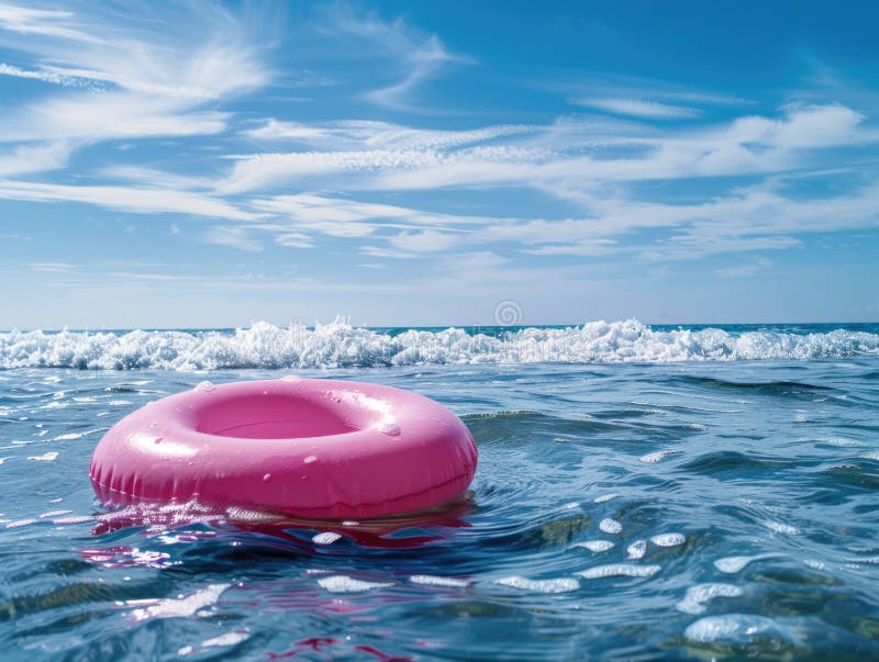Pink Float in Ocean stock image. Image of summer, beach - 364129357