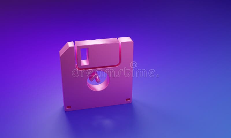 Pink Floppy Disk for Computer Data Storage Icon Isolated on Purple-blue ...