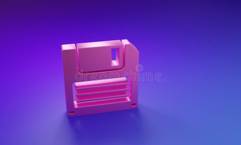 Pink Floppy Disk for Computer Data Storage Icon Isolated on Purple-blue ...