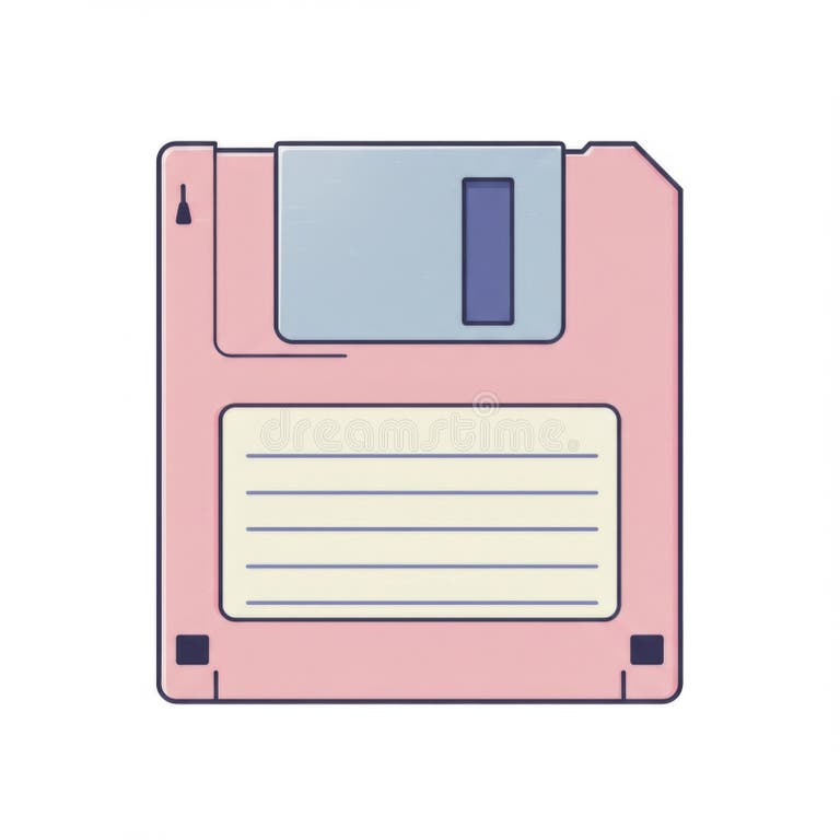 Pink Floppy Disk Illustration on White Background Stock Illustration ...