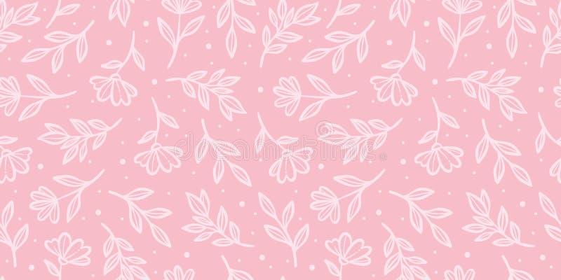 Pink Floral Background, Cute Seamless Repeating Vector Flower Pattern ...