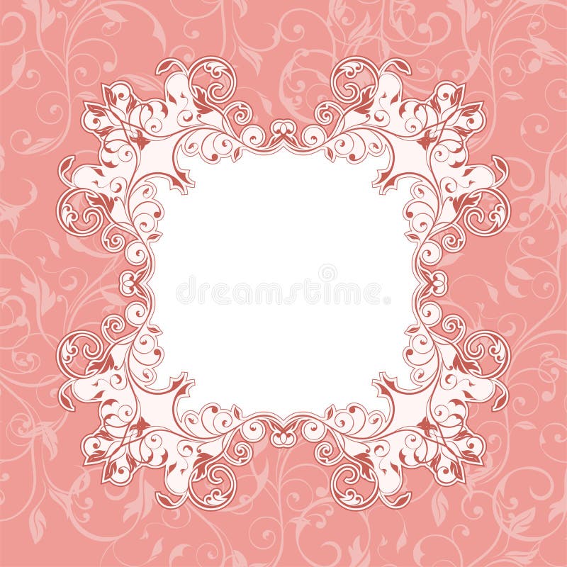Pink Floral Background with Frame Stock Vector - Illustration of card ...