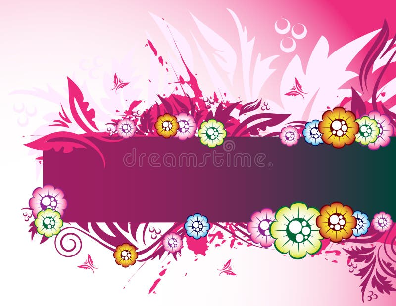Pink floral banner stock vector. Illustration of banner - 7303015