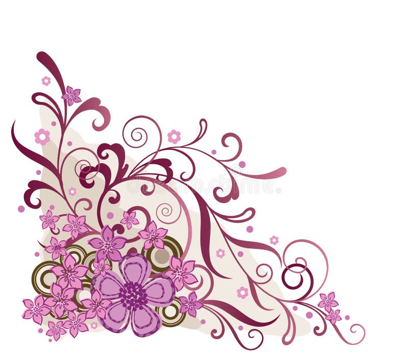 Pink Floral Corner Design Element Stock Vector - Illustration of area ...