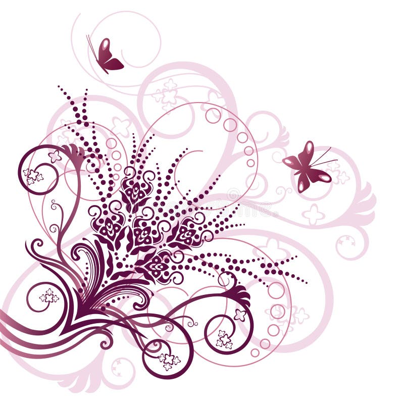 Pink Floral Corner Design Element Stock Vector - Illustration of ...
