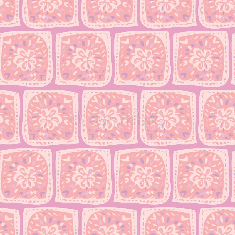 Pink Floral Decor Tiles Seamless Vector Pattern Stock Vector ...