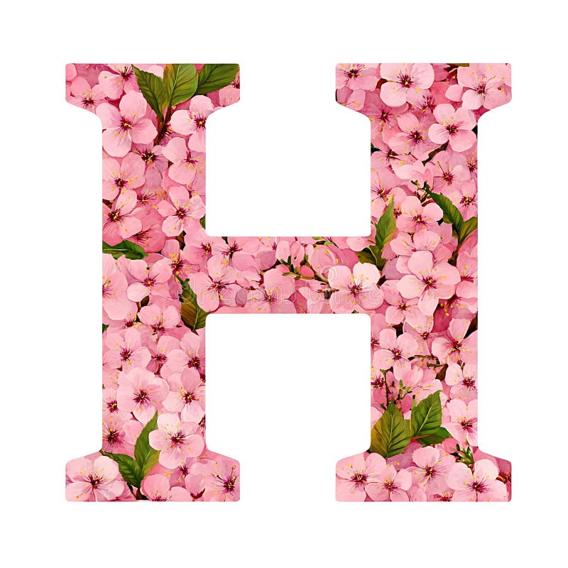 Pink Floral Letter H Design Stock Illustration - Illustration of flower ...