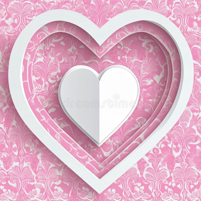 Pink Floral Pattern with Layered White Hearts High Quality Image Stock ...