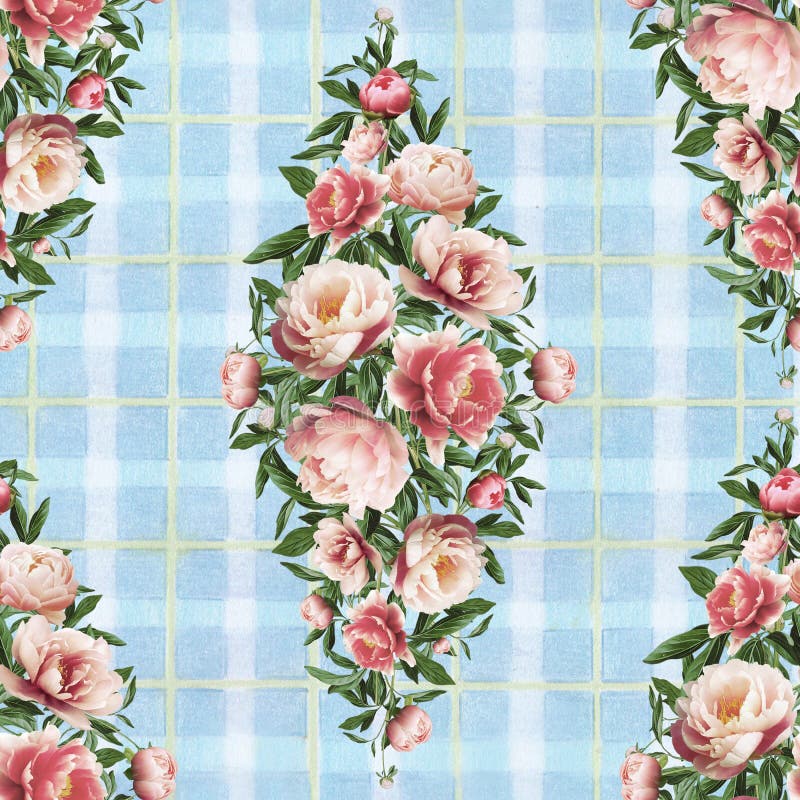 Pink Floral Pattern on a White Background Stock Illustration ...