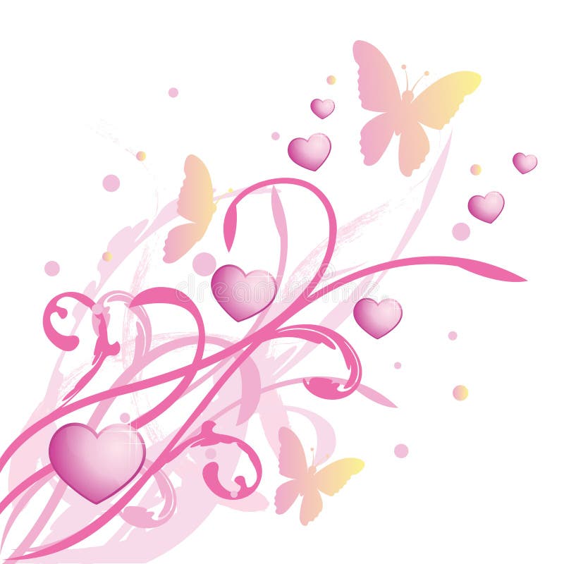 Pink Spring Floral Heart Swirls Stock Vector - Illustration of beauty ...