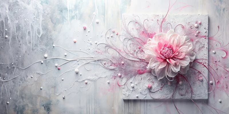 Pink Flower with Abstract Design Elements on Textured Background ...
