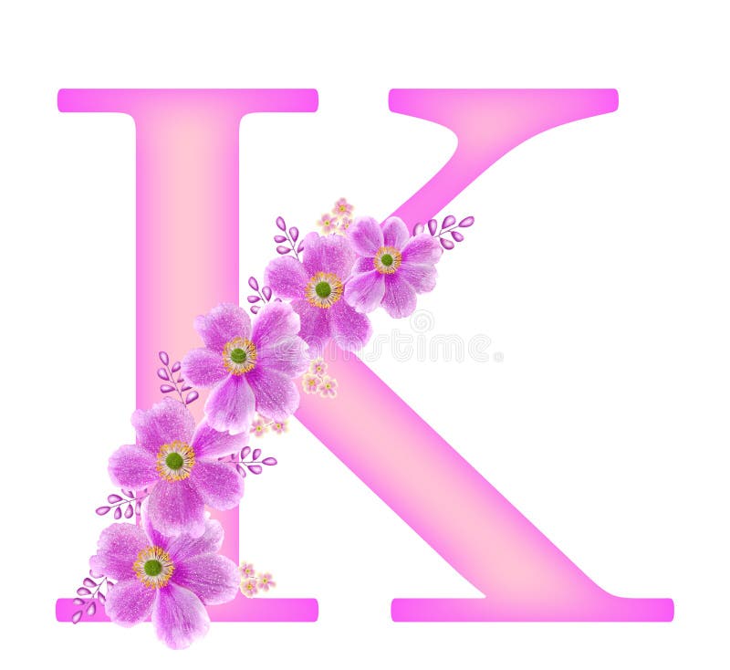 Pink Flower Alphabet Lettering K Stock Illustration - Illustration of ...