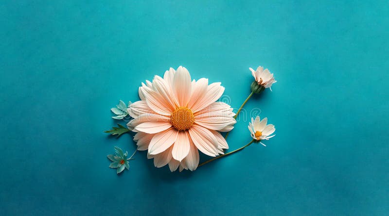 Pink Flower on Blue Background. Sunflower Flower. Spring and Chamomile Stock Photo - Image of ...