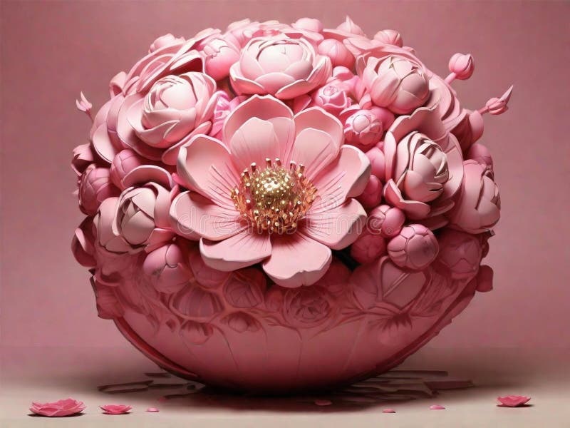 Pink Flower Bomb Illustration Stock Illustration - Illustration of ...