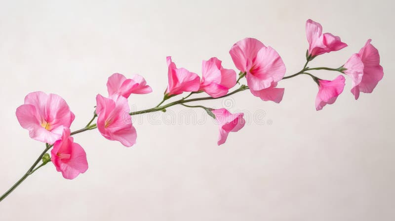 Pink Flower Branch on White Background Stock Illustration ...