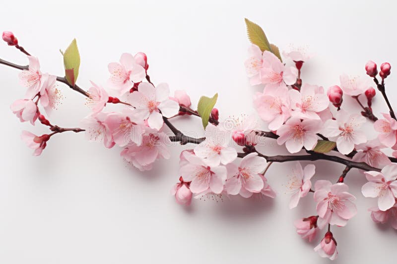 Pink Flower Branch on White Surface Stock Image - Image of decoration ...