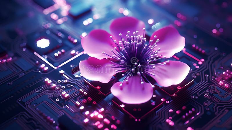 Circuit Board Flowers Design Stock Illustrations – 18 Circuit Board ...