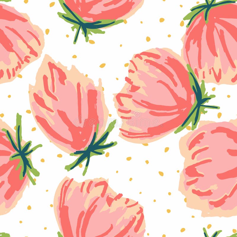 Pink Flower Drawing Vector Seamless Pattern Stock Vector - Illustration ...