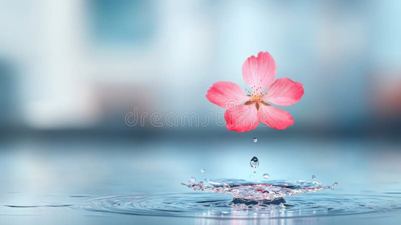 Pink Flower Dropping into Water Stock Illustration - Illustration of ...