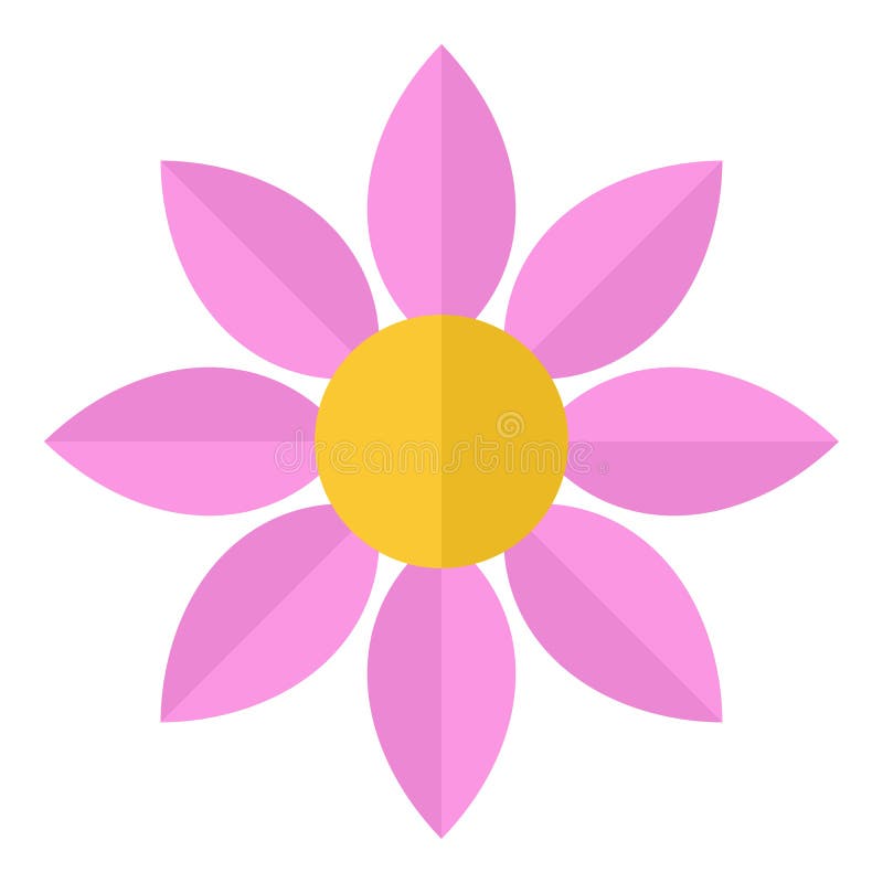 Pink Flower Flat Icon Isolated on White Stock Vector - Illustration of ...