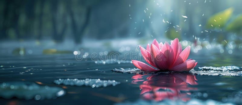 Pink Flower Floating on Water Stock Image - Image of plant, nature ...