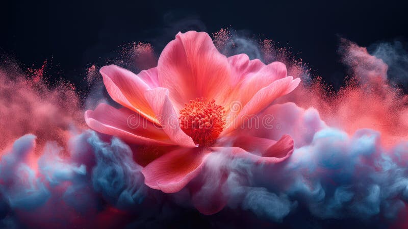 Pink Flower in the Fog. 3d Rendering, 3d Illustration Stock ...