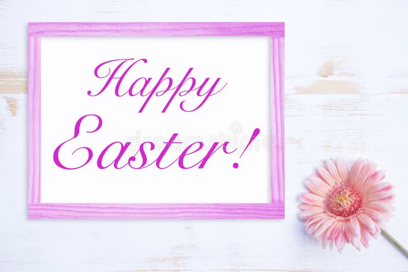 Pink Flower with Frame and Words Happy Easter Stock Image - Image of ...
