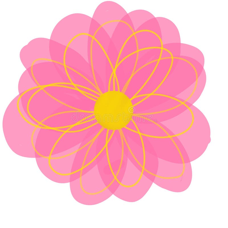 Pink Flower with Gold Petal Outline Stock Illustration - Illustration ...