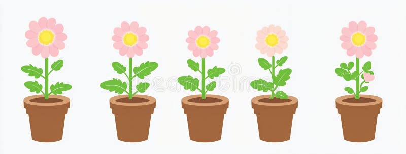 Pink Flower Growth Stages in Pots Botany Plants Nature Stock ...
