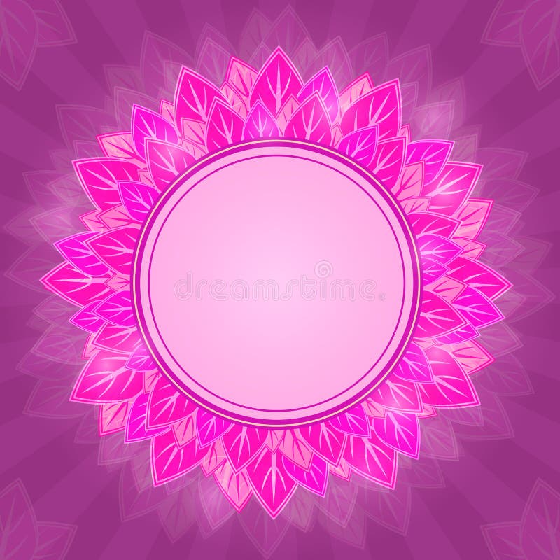Pink Flower Label on Purple Background Card Stock Illustration ...