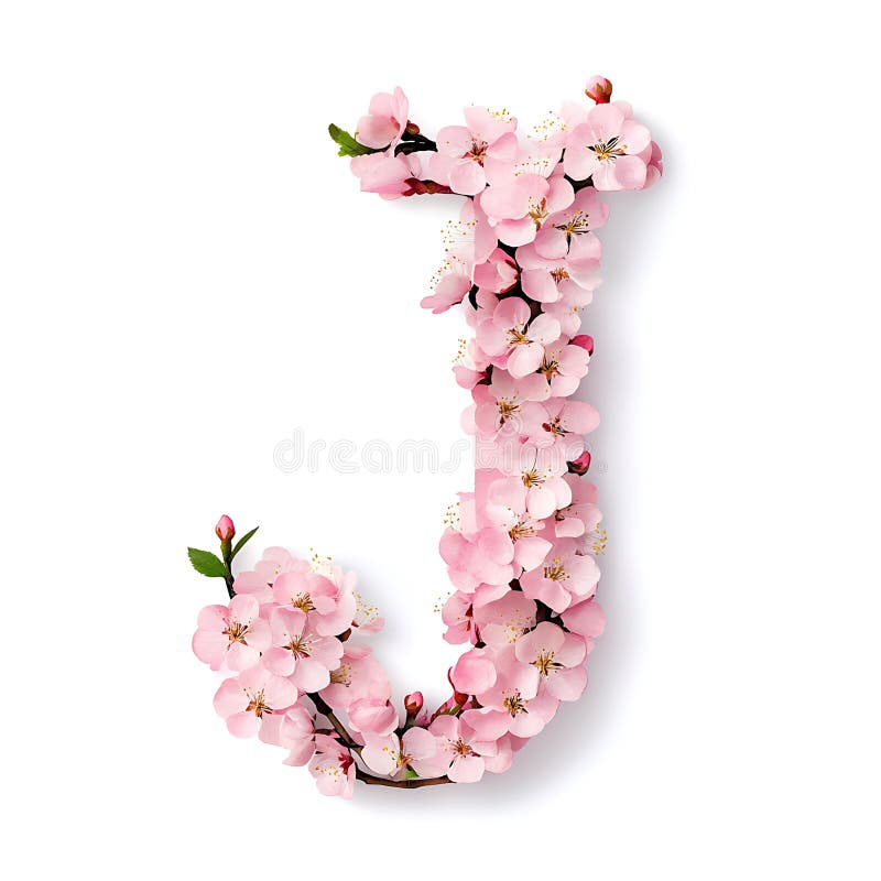 Pink Flower Letter J on White Background Stock Illustration ...