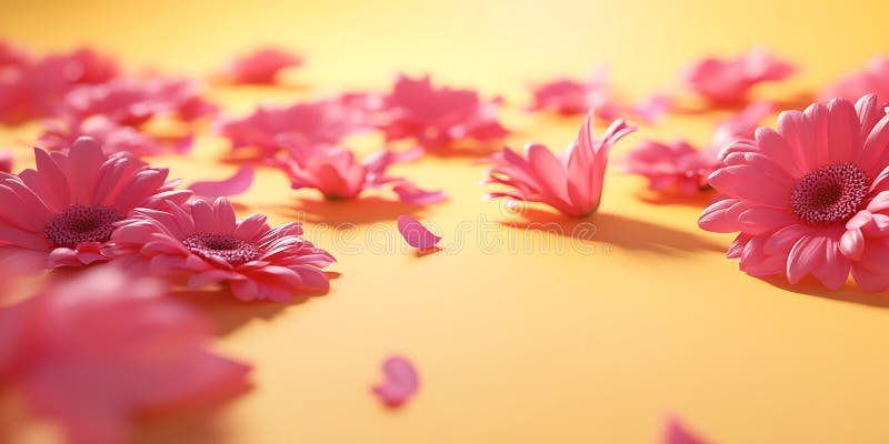 Pink Flower Petals on Yellow Background a Stunning Visual Stock ...