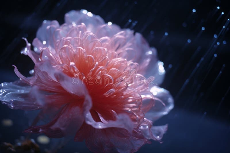 A Pink Flower in the Rain with Water Droplets on it Stock Illustration ...