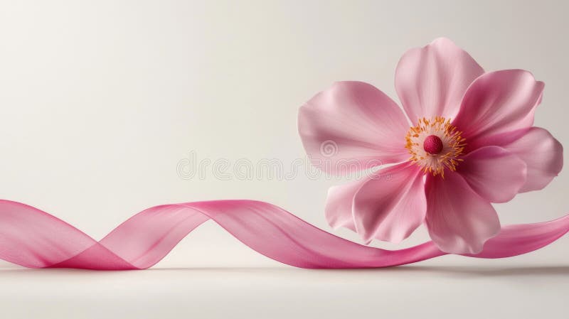 Pink Flower and Ribbon Elegant Design Composition Stock Illustration ...