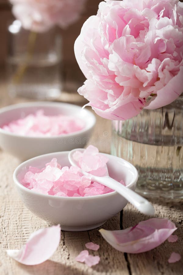 Pink Flower Salt Peony for Spa and Aromatherapy Stock Photo - Image of ...