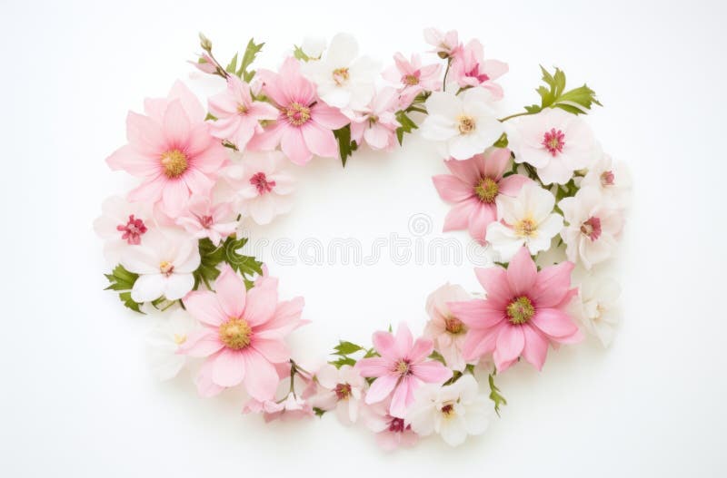 A Pink Flower Shaped Frame on White Surface Stock Photo - Image of ...