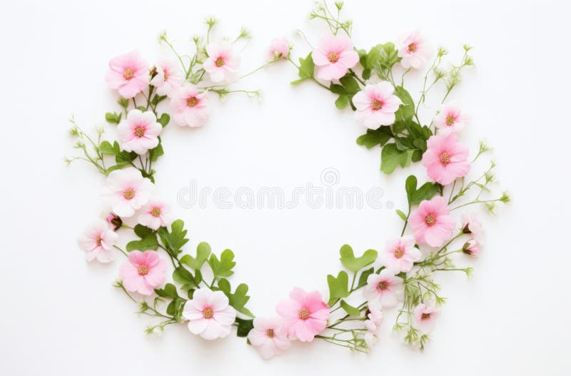 A Pink Flower Shaped Frame on White Surface Stock Image - Image of leaf ...