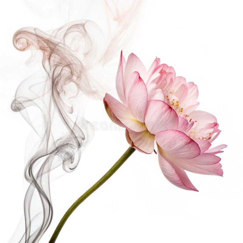 Pink Flower with Smoke Isolated on White Background Stock Illustration ...