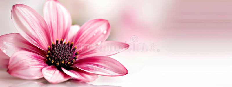 Pink Flower, Surround by Water Drops, on Pure Stock Image - Image of ...