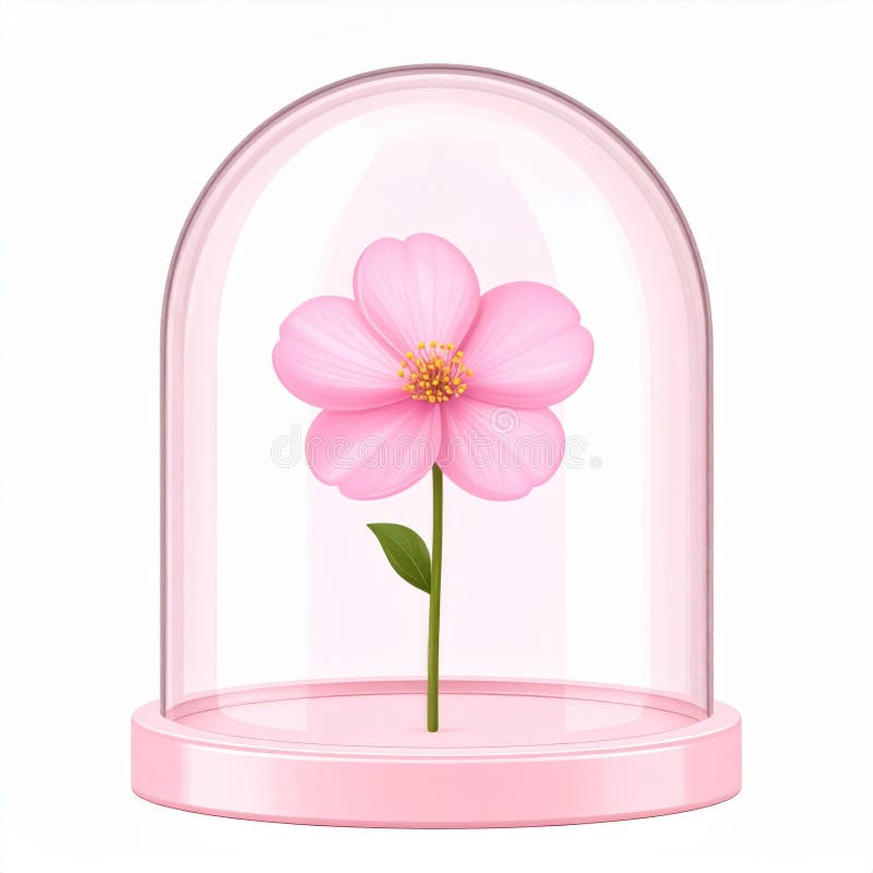 Pink Flower Under Glass Dome Stock Illustration - Illustration of life ...