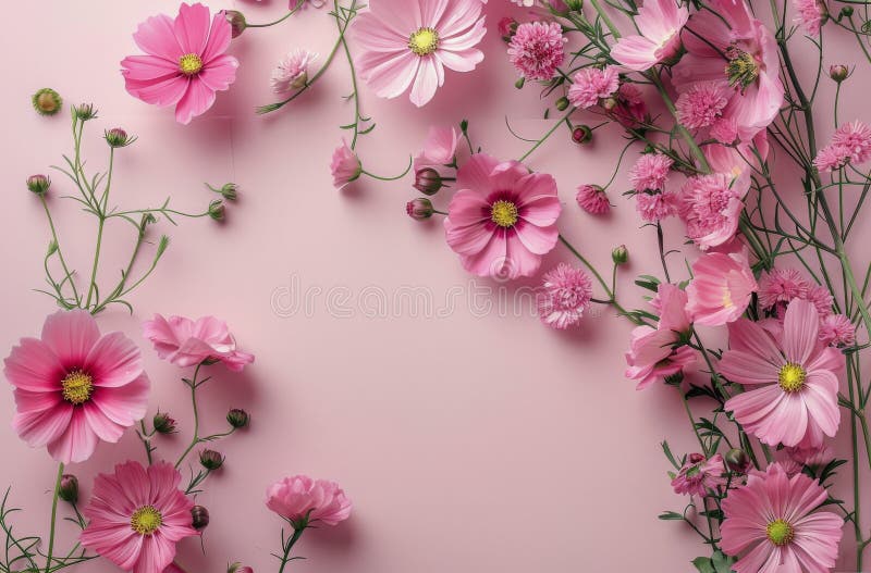 Pink Flowers on Pink Background Stock Image - Image of bloom ...