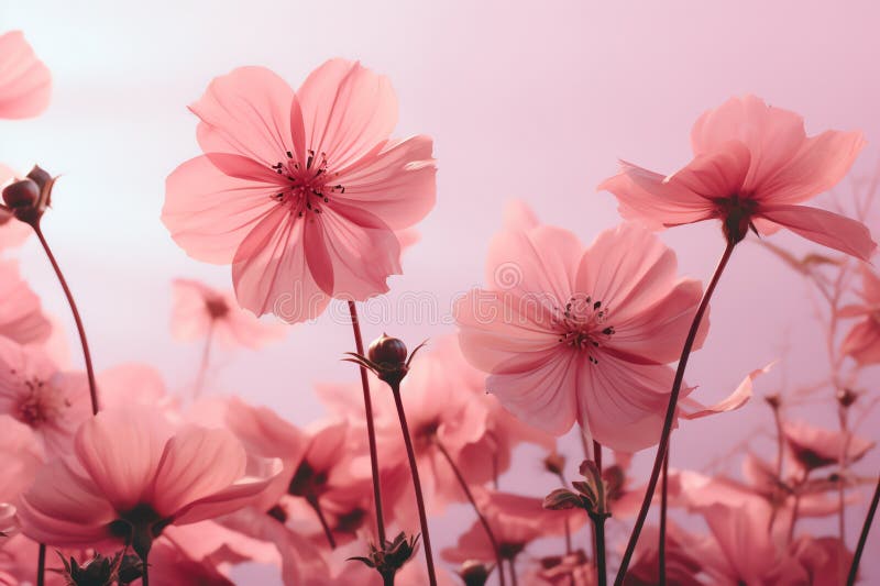 Pink Flowers in Bloom, Pink Life Stock Illustration - Illustration of ...
