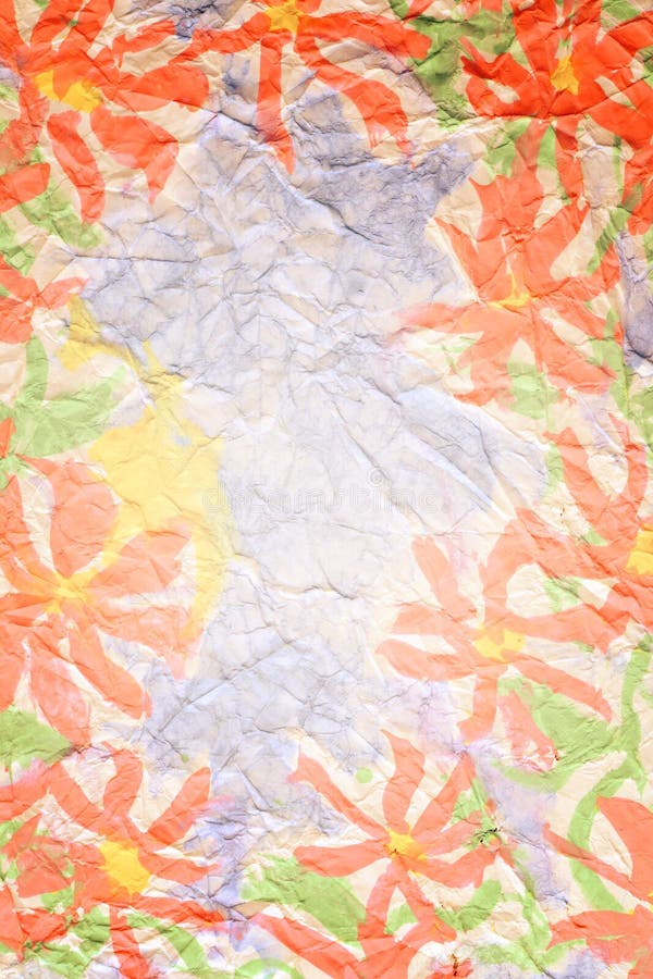 Pink Flowers on Blue Crumpled Paper Stock Photo - Image of crumple ...